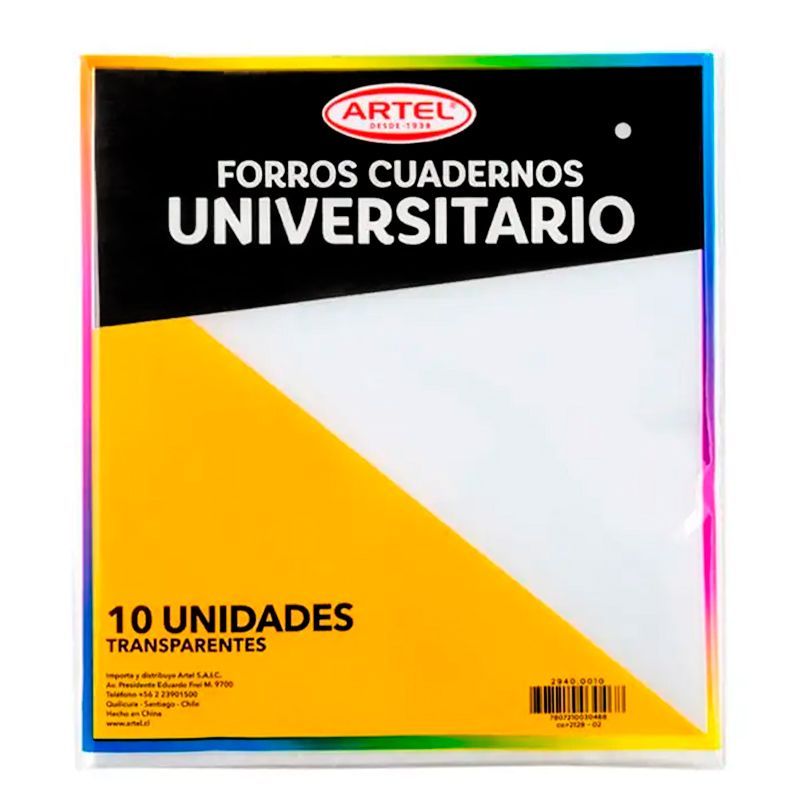 Set 10 Forros de Cuaderno Universitario Transparente - Artel - BUALE