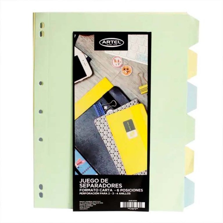 Separador Tamaño Carta 6 Divisiones - Artel - BUALE