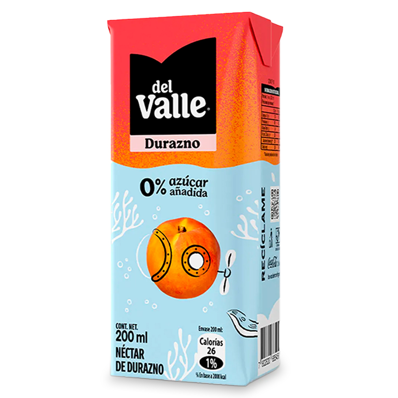 Pack de 6 Néctar Zero Azúcar 200 cc / Durazno - Del Valle - BUALE